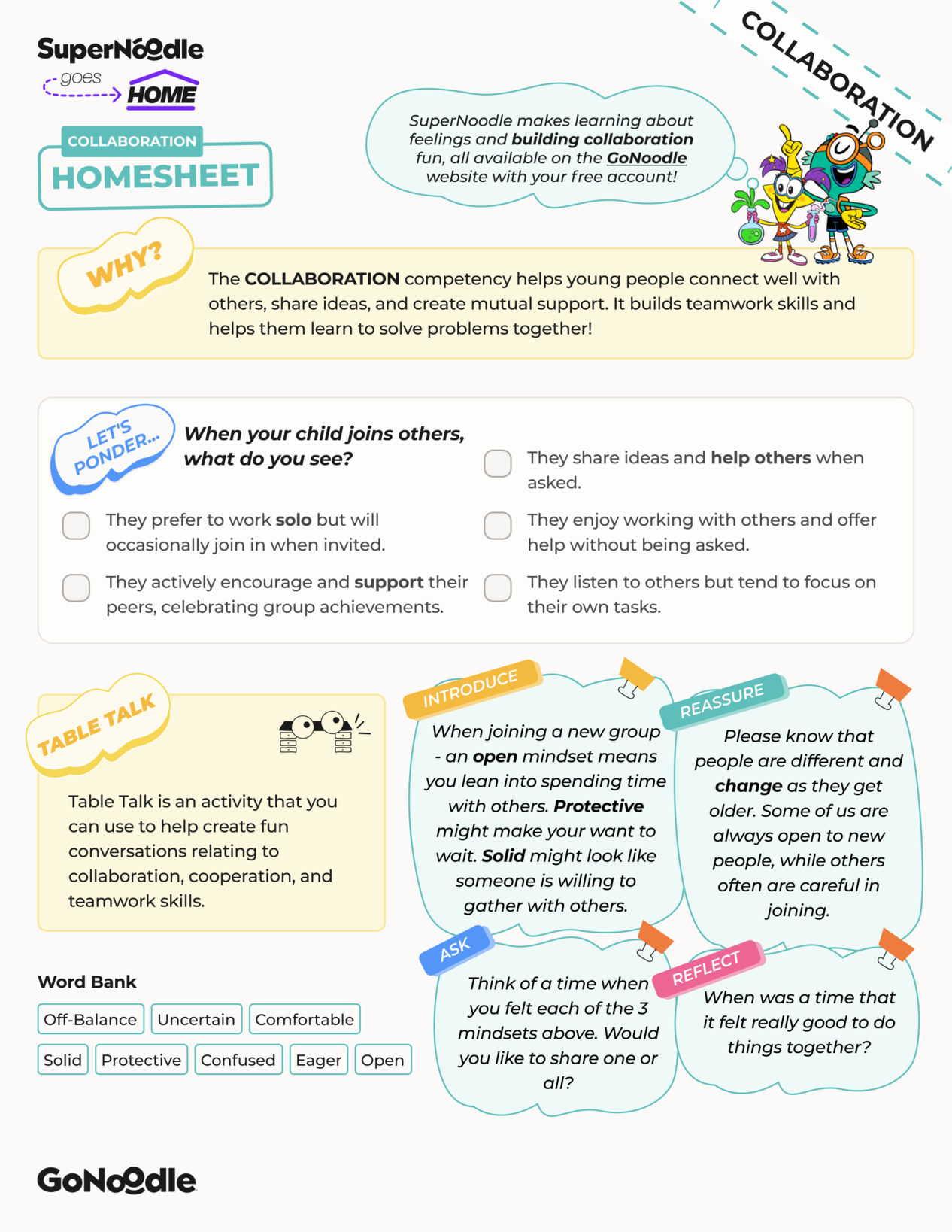 GoNoodle 8) Collaboration HomeSheet