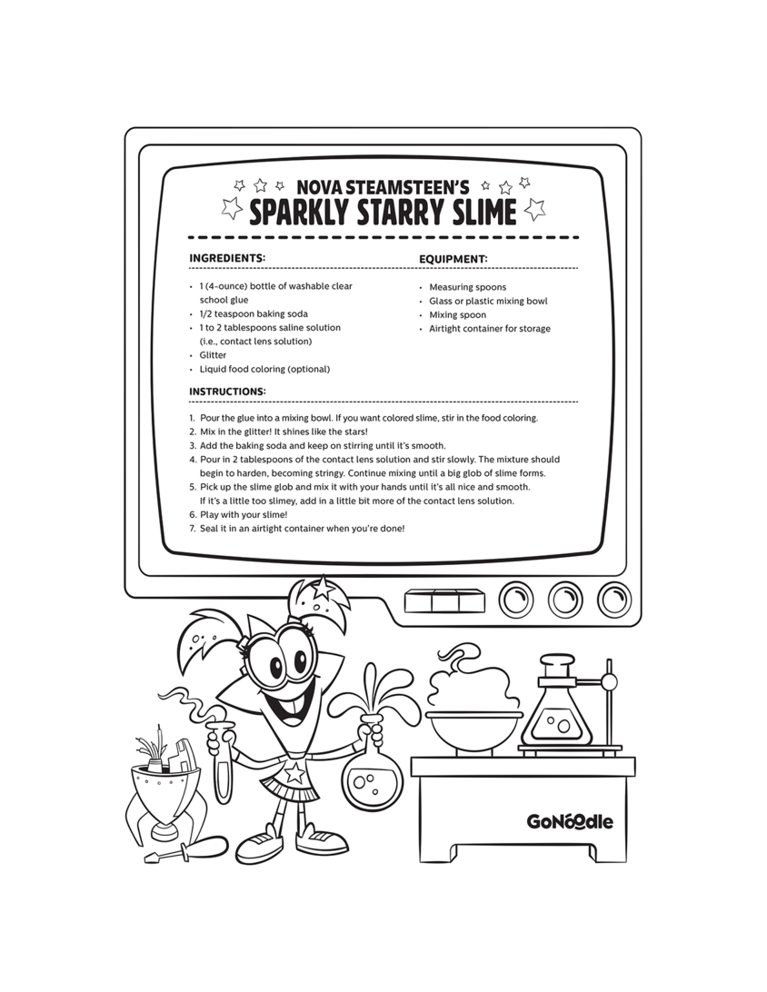 GoNoodle Nova SteamSteen's Sparkly Starry Slime Recipe