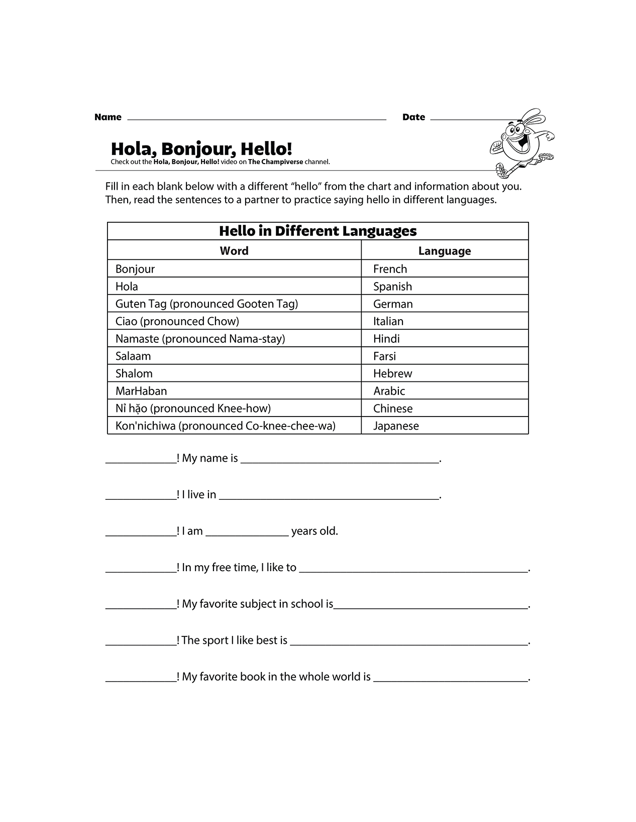 GoNoodle Hola, Bonjour, Hello!