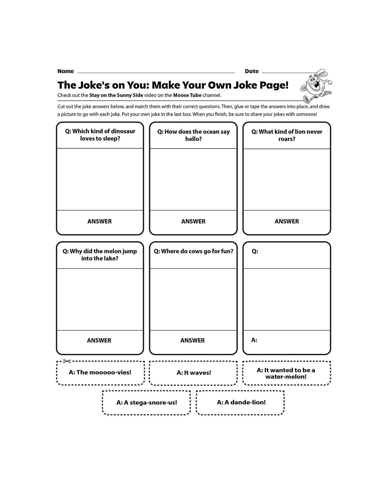 GoNoodle The Joke's on You: Make Your Own Joke Page!