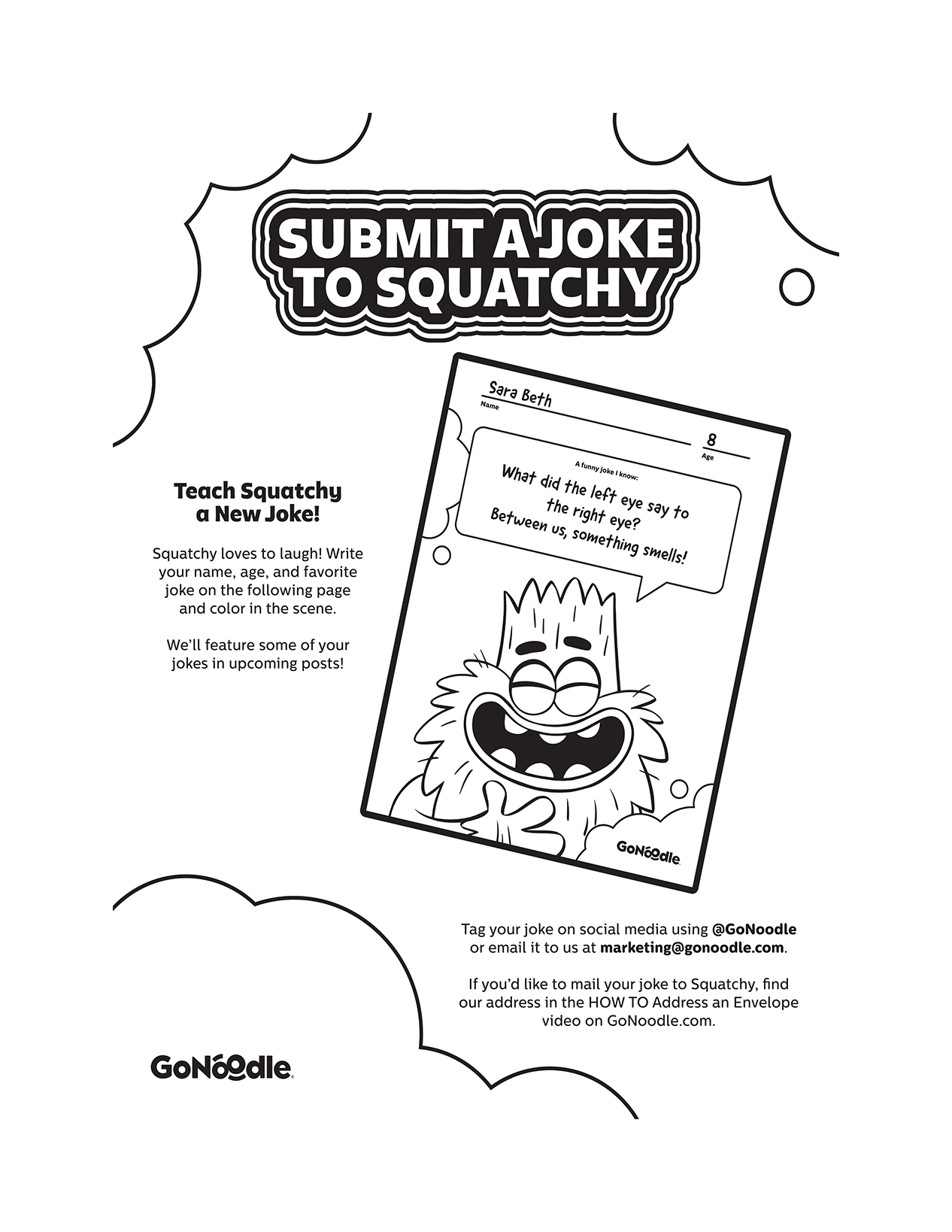 GoNoodle Submit a Joke to Squatchy