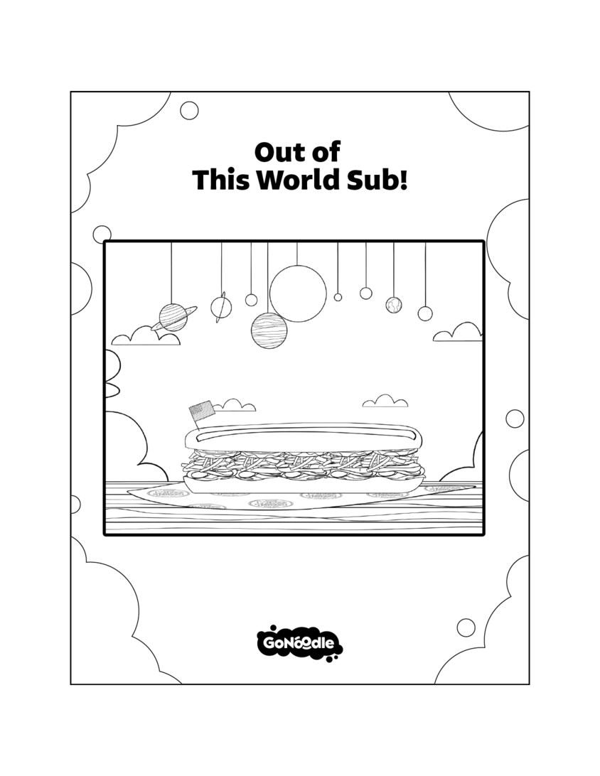 GoNoodle Out of This World Sub Coloring Sheet