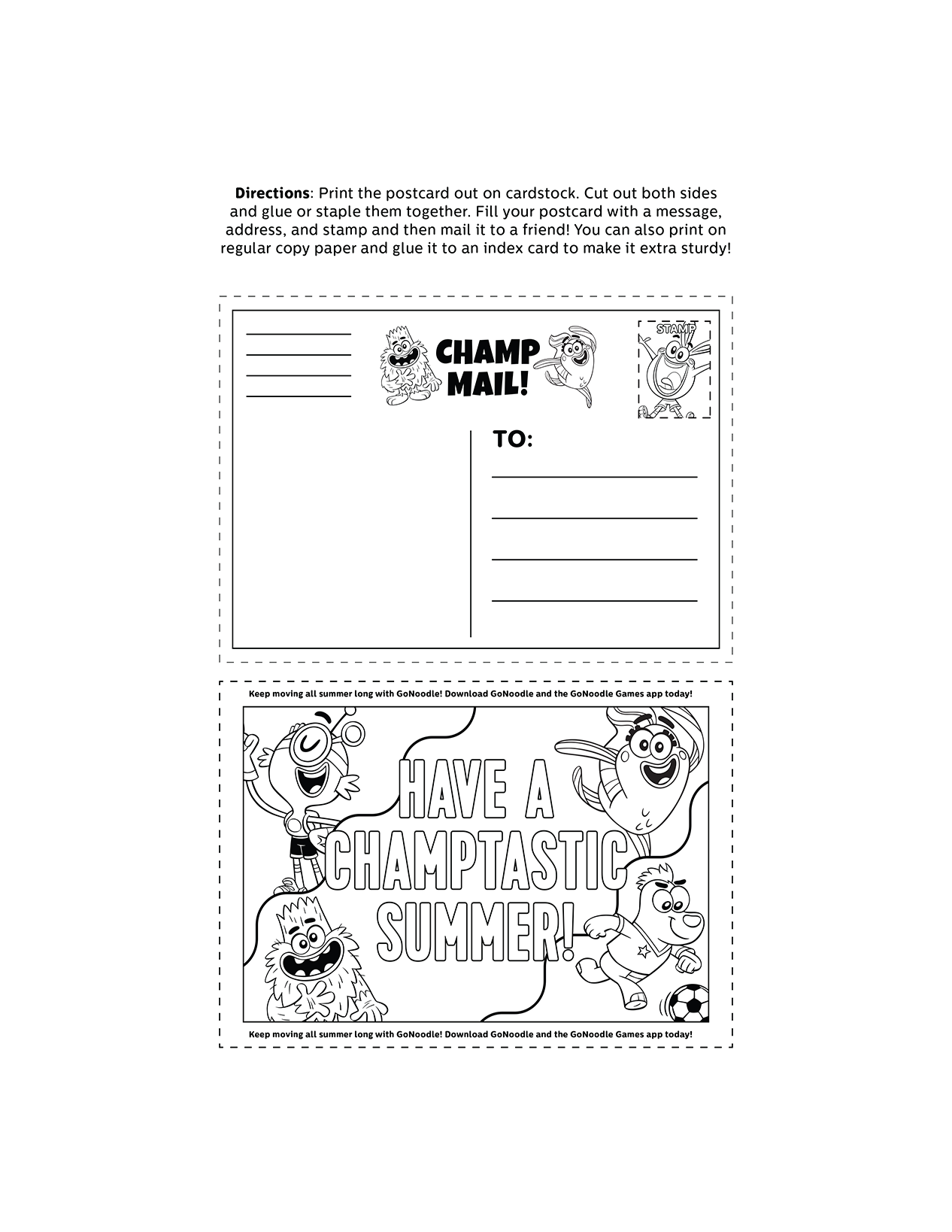 GoNoodle Champtastic Summer Postcards