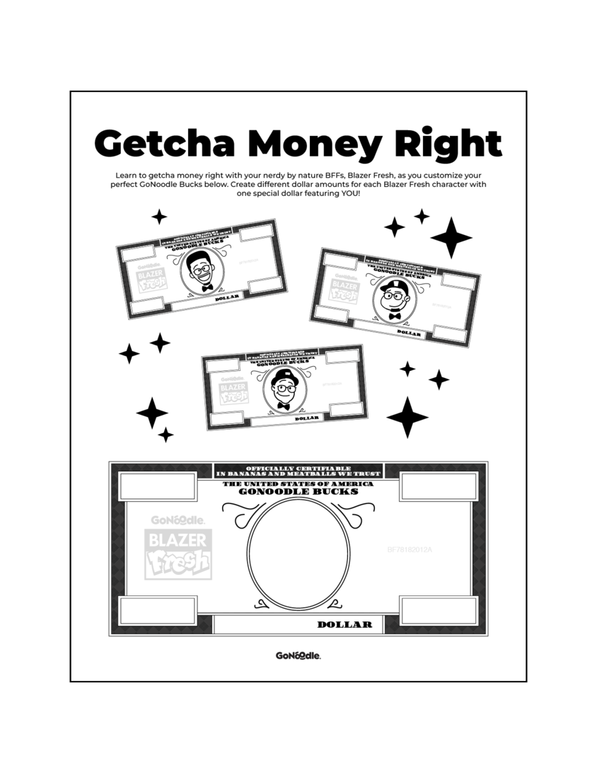 GoNoodle Getcha Money Right Activity Packet