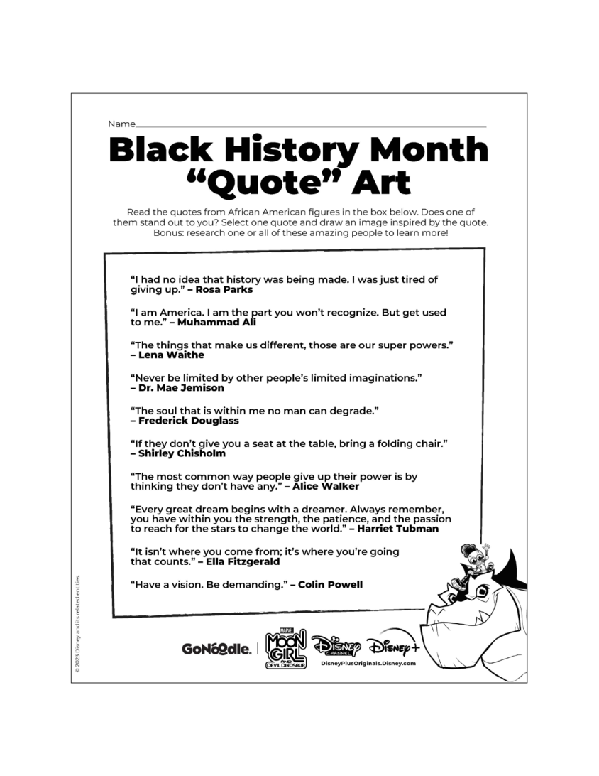 GoNoodle Black History Month “Quote” Art