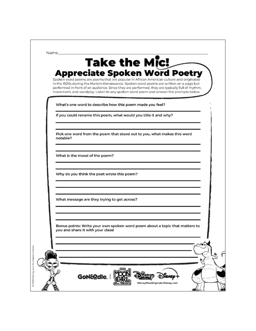 GoNoodle Take the Mic! Appreciate Spoken Word Poetry