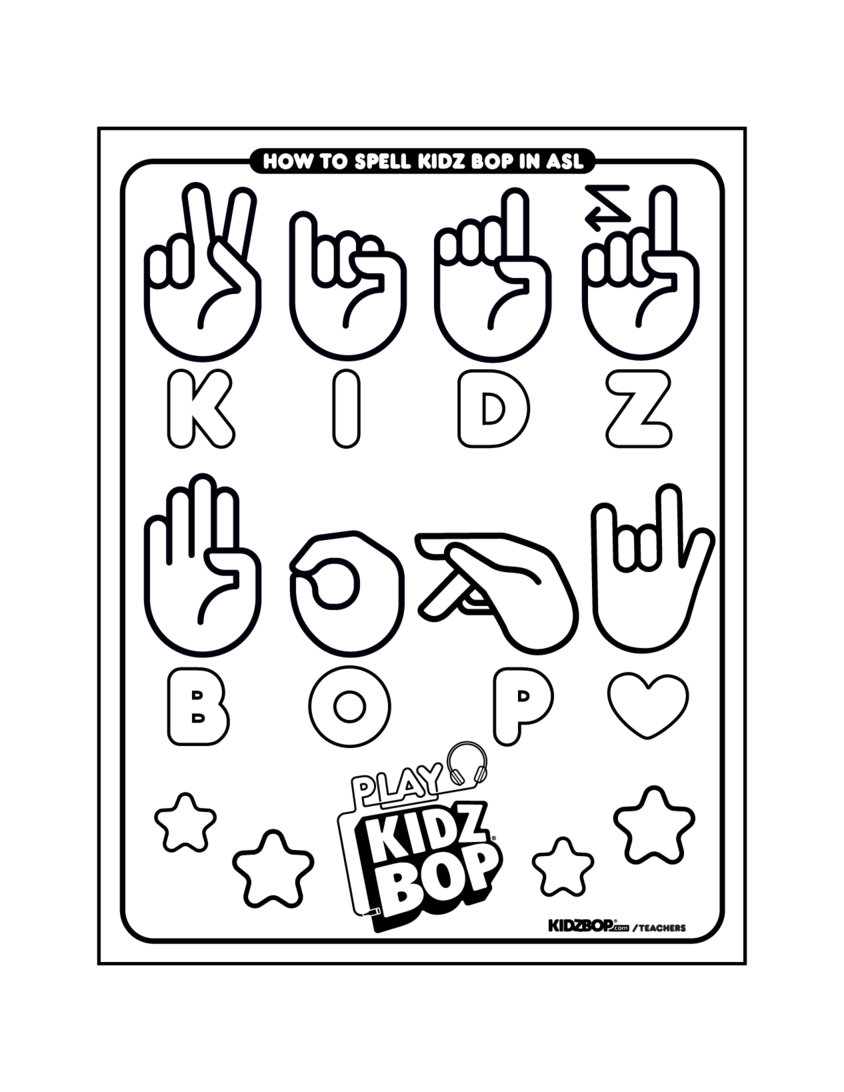 GoNoodle KIDZ BOP: ASL Coloring Sheet