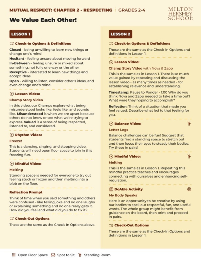 GoNoodle Teacher Guide for Respecting (MHS SN Upper)