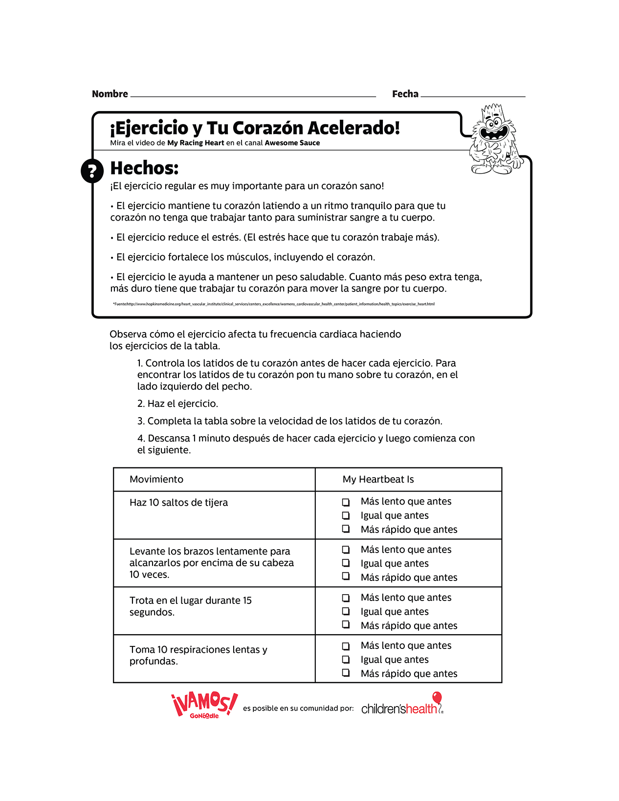 GoNoodle ¡Ejercicio y Tu Corazón Acelerado!