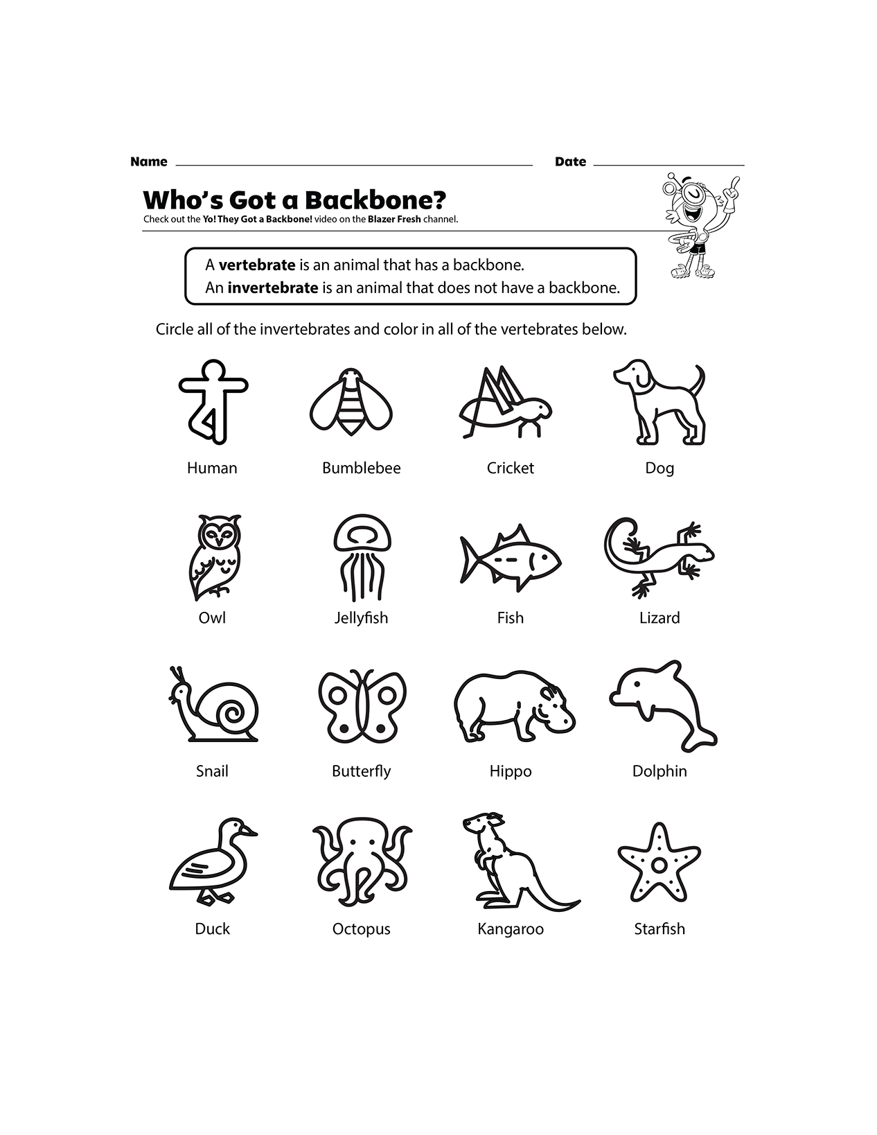 GoNoodle Whose Got a Backbone? Activity Packet