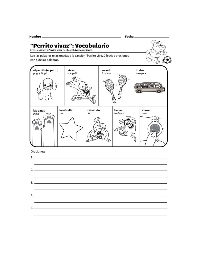 GoNoodle "Perrito vivaz": Vocabulario