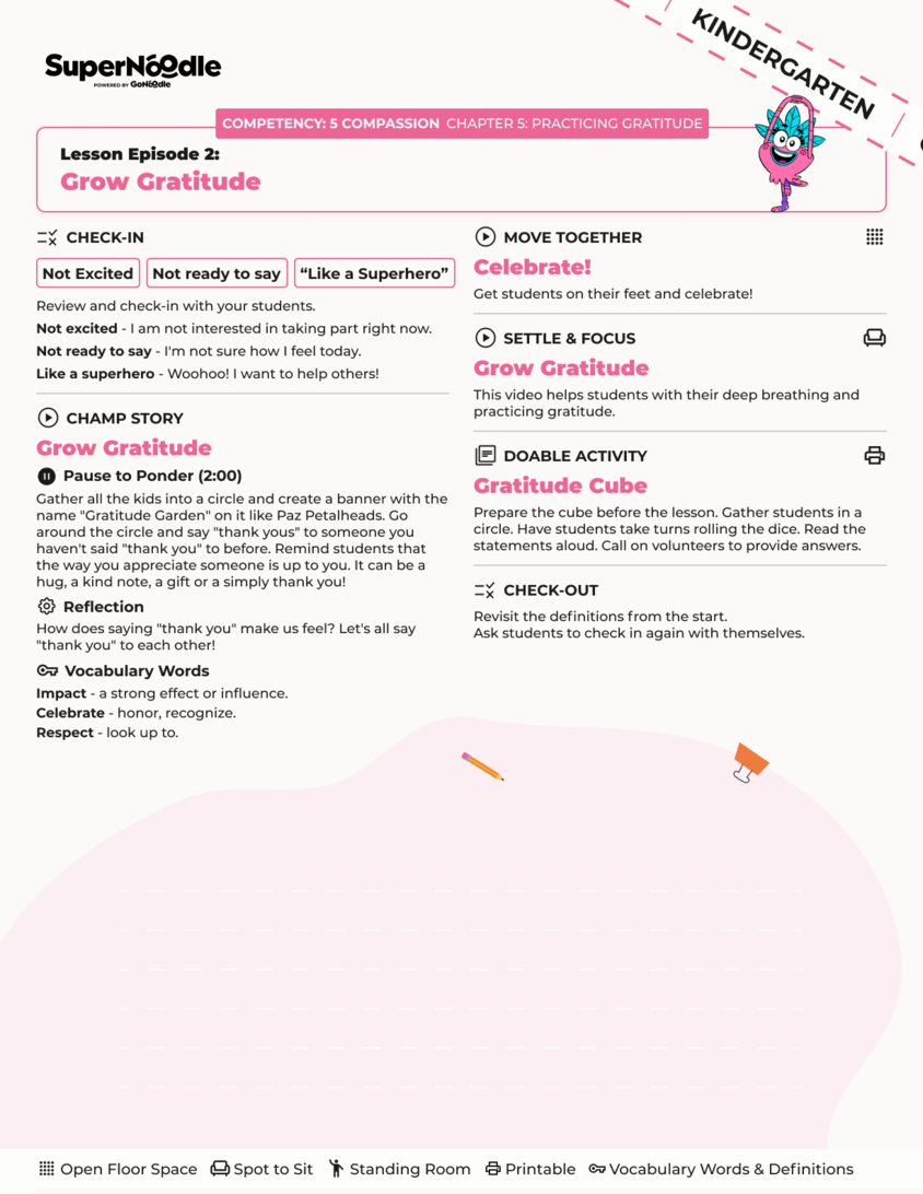 GoNoodle 5.5.2 Lesson Guide (Kindergarten)
