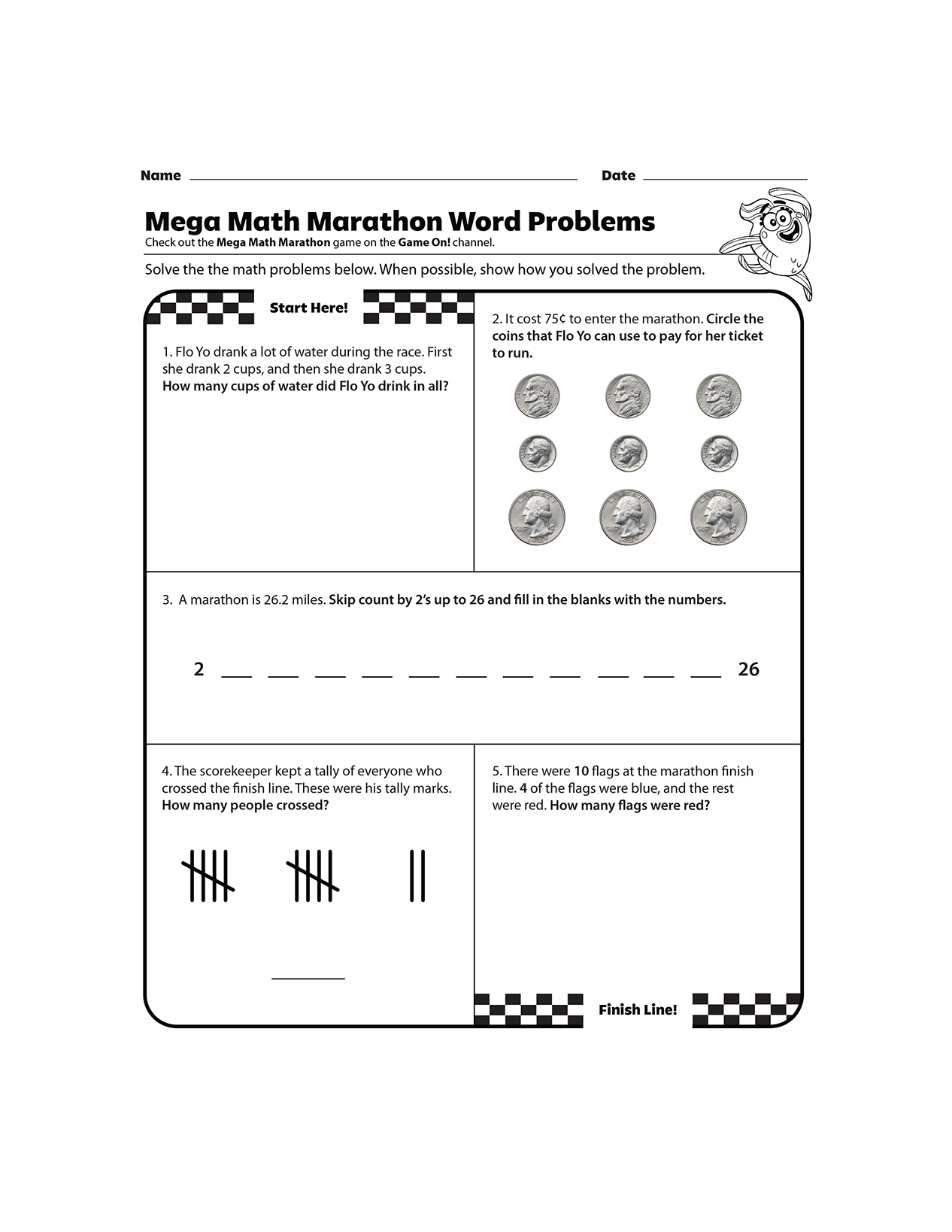 GoNoodle Mega Math Marathon Word Problems (1st-2nd)